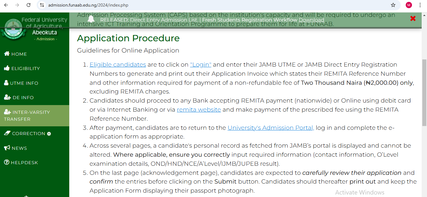 FUNAAB POST UTME Form 2025/2026 Is Out | Apply Now - MyEduPlug